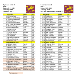 Startlijsten – Manege Beukers
